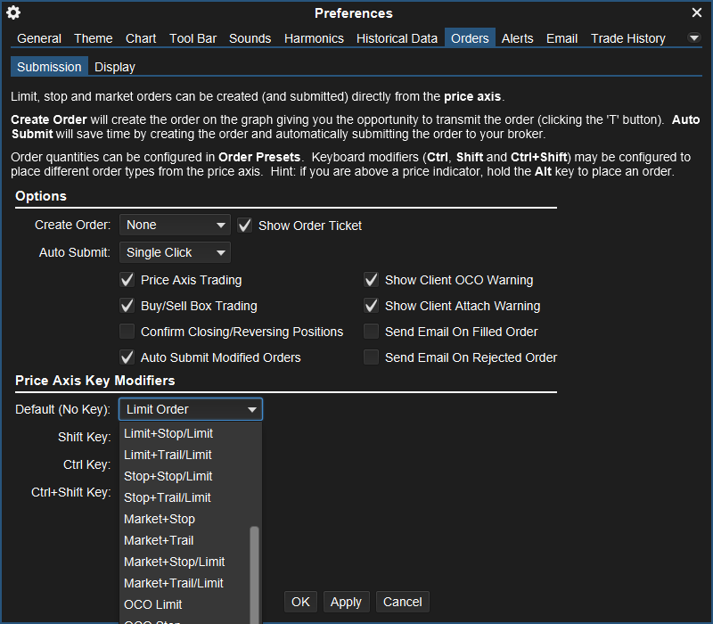 Price Axis Modifiers in EdgeProX